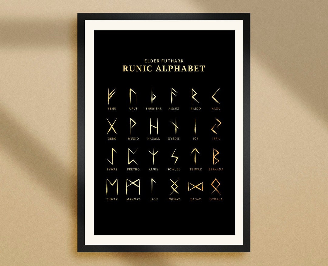Elder Futhark Runes Alphabet Custom Foil Print • Medieval Runes Viking ...
