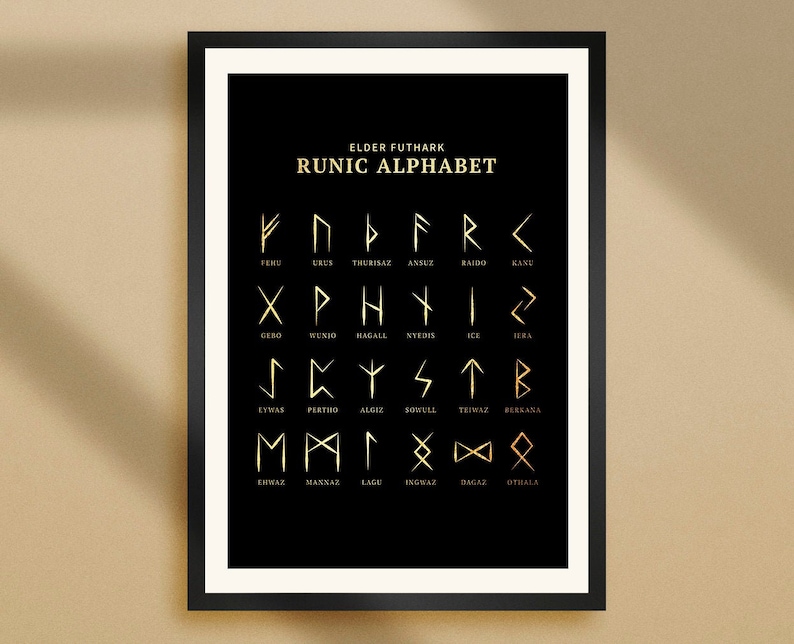 Elder Futhark Runes Alphabet Custom Foil Print • Medieval Runes Viking ...