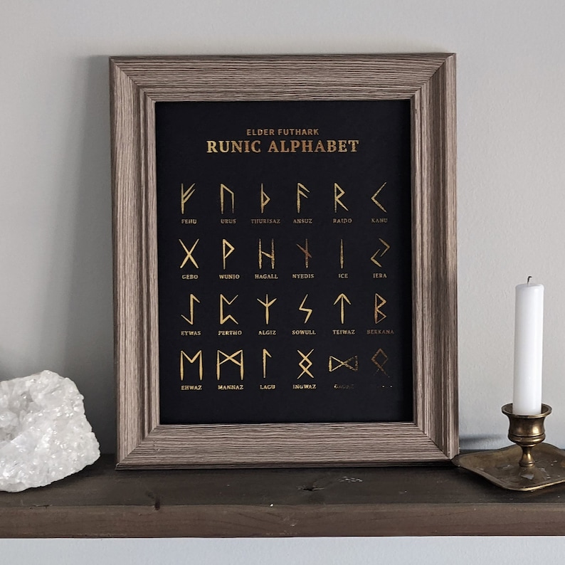 Elder Futhark Runes Alphabet Custom Foil Print • Medieval Runes Viking ...