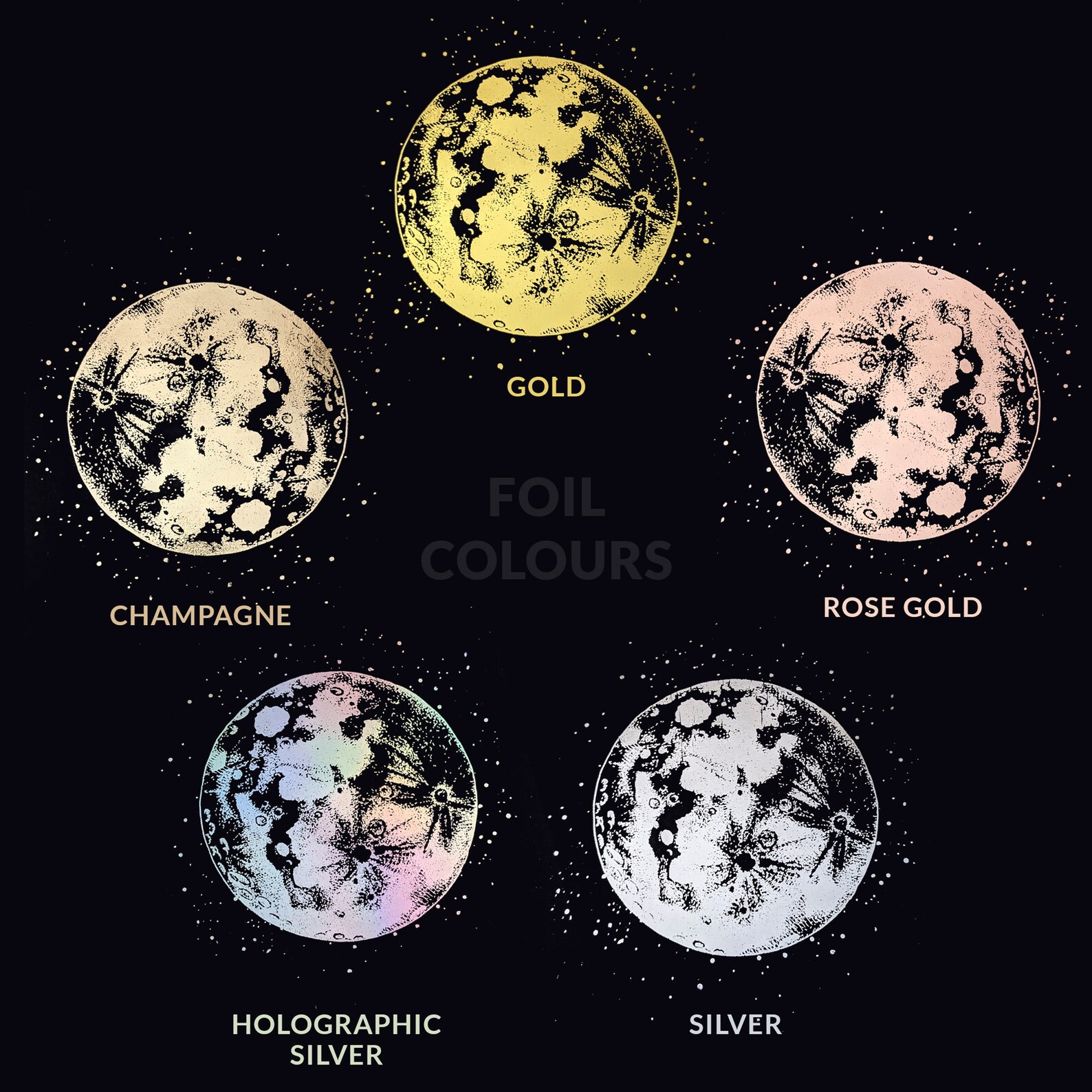 Custom Foil Sun-moon-rising Sign Print • Astrology Zodiac Illustration ...