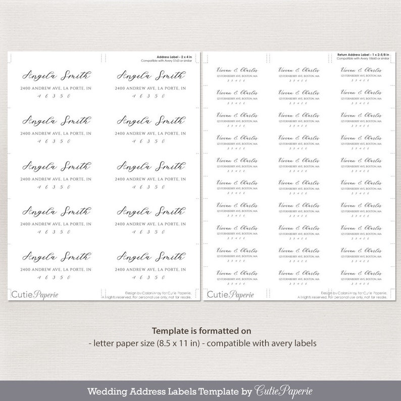 Printable Address Label Calligraphy Address Label Template - Etsy