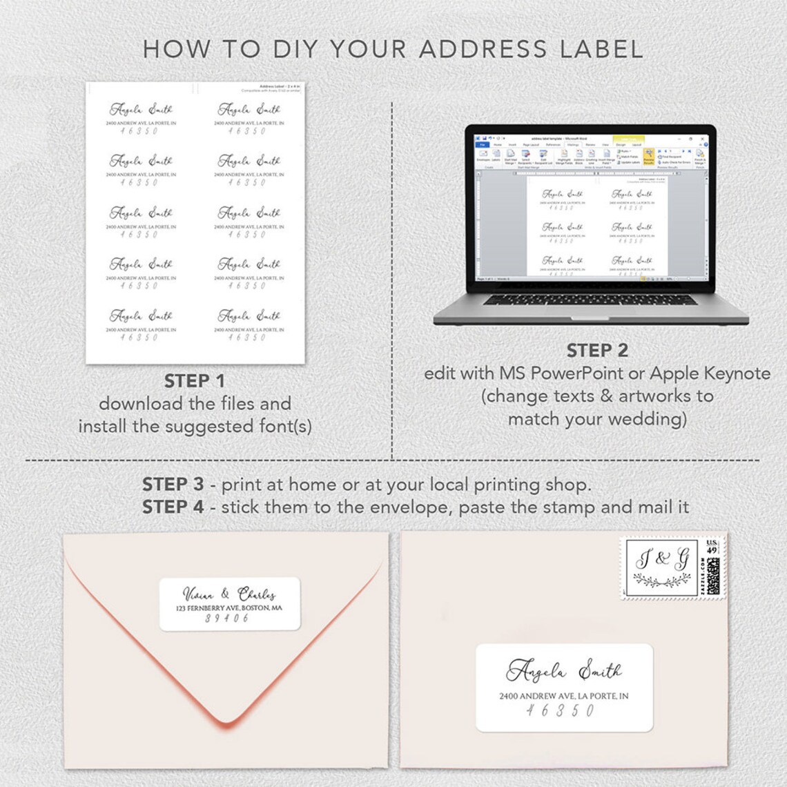 Printable Address Label Calligraphy Address Label Template - Etsy