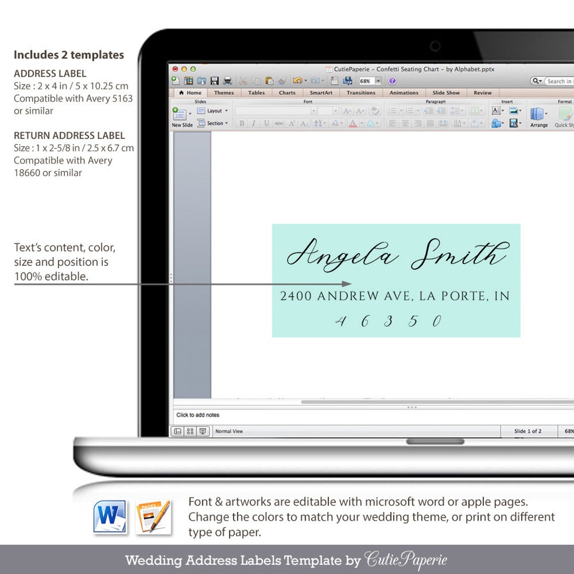 Printable Address Label Calligraphy Address Label Template - Etsy