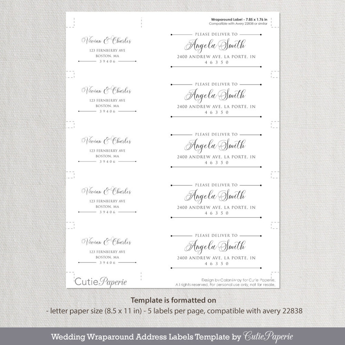 Printable Address Label Calligraphy Address Label Template | Etsy
