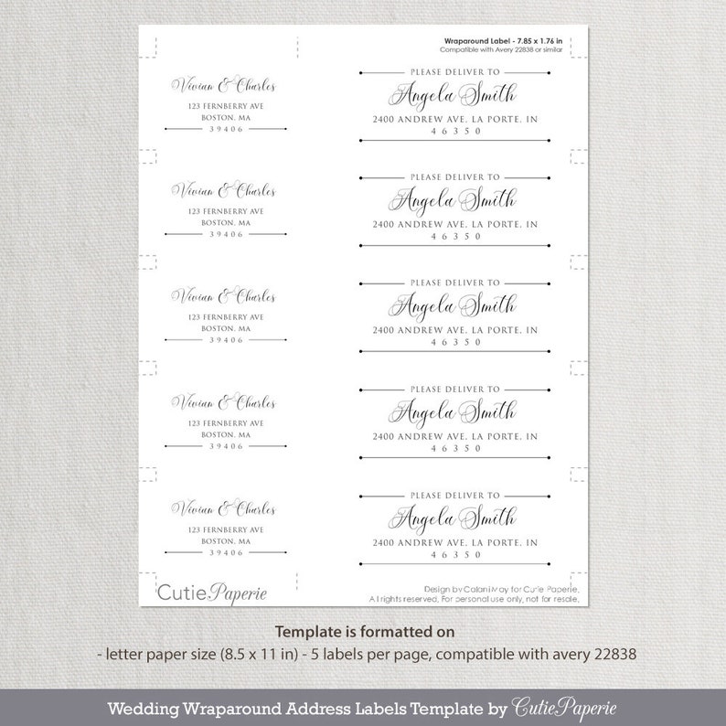 Printable Address Label Calligraphy Address Label Template | Etsy