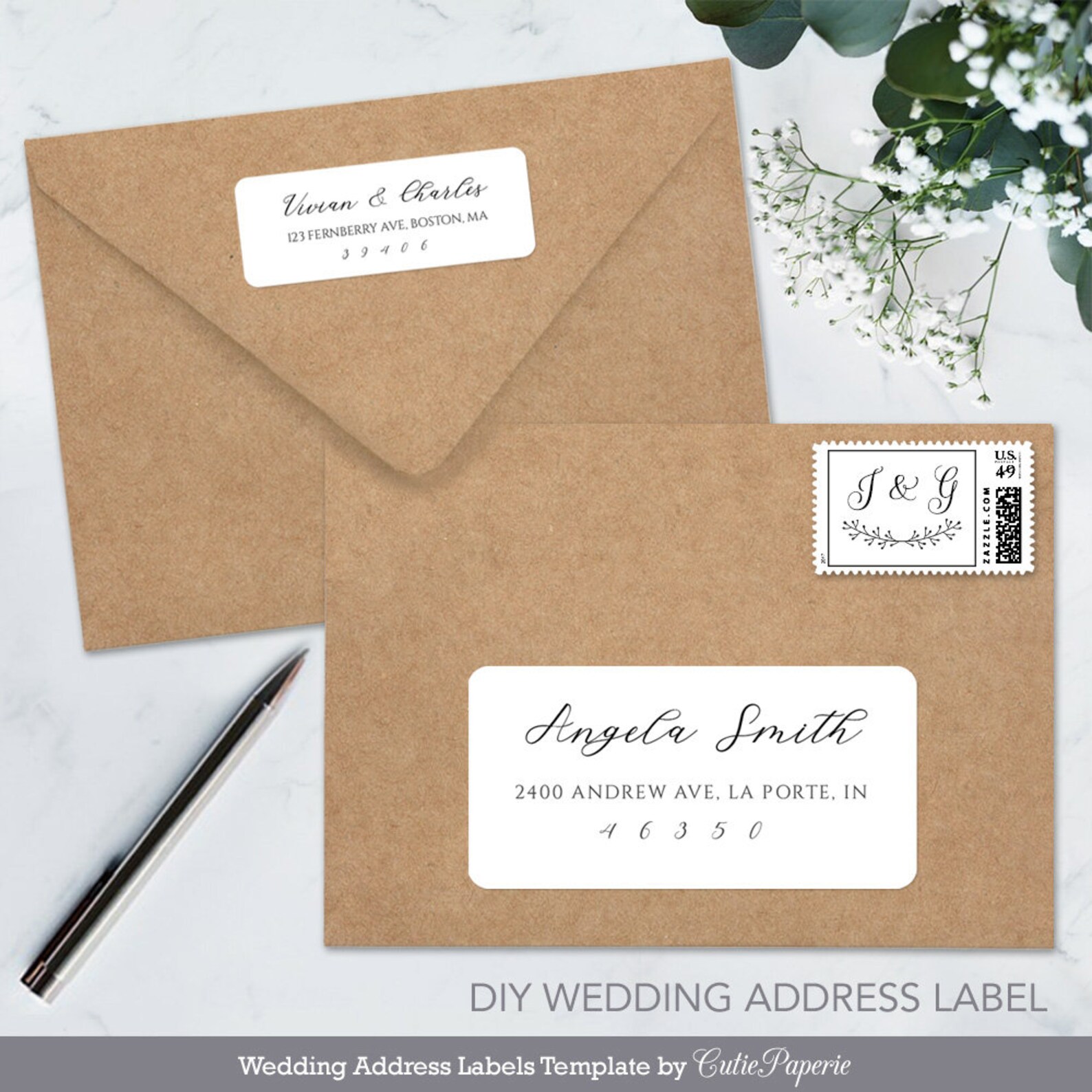 Printable Address Label Calligraphy Address Label Template - Etsy