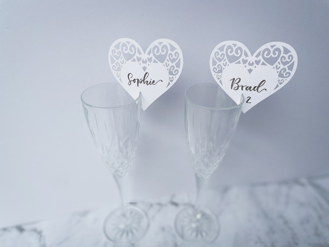 Hand-lettered Love Heart Place Cards Custom Calligraphy - Etsy