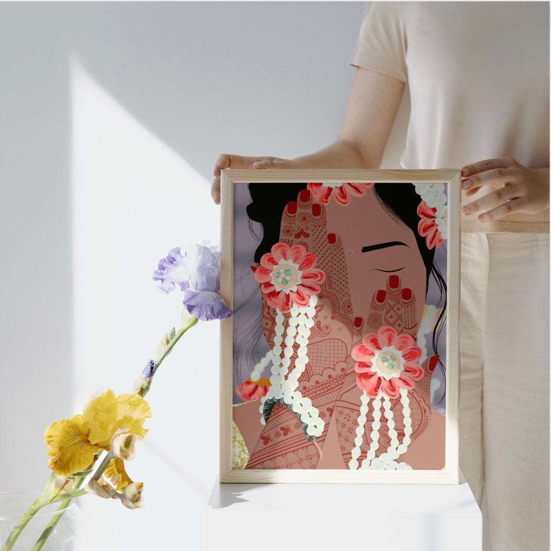 South Asian BRIDE MEHNDI ILLUSTRATION, Faceless Women With Beautiful ...