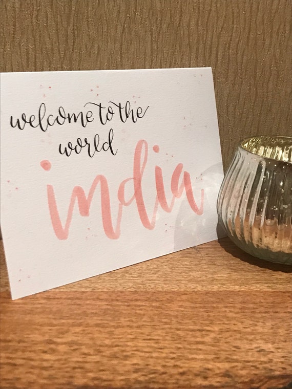 Welcome Baby / Custom Calligraphy Card | Etsy