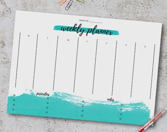 Weekly Planner Printable Detailed Week in Review Desk Pad