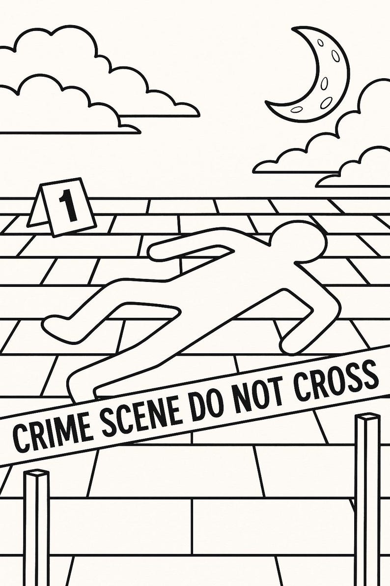 Printable Crime Scene Coloring Page - Etsy