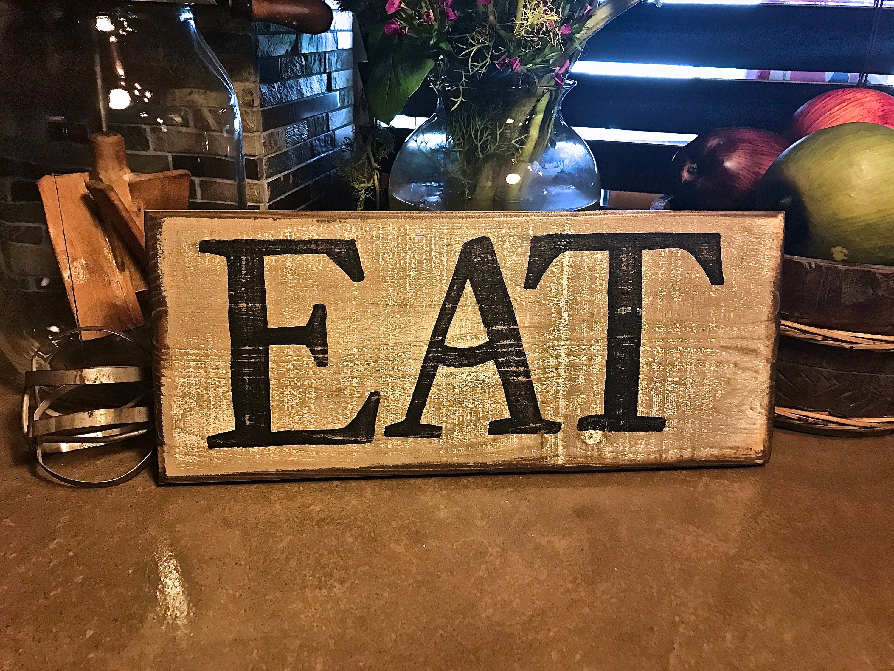 Rustic Eat Sign- Wood Eat Sign- Farmhouse Decor- Rustic Wood Sign ...
