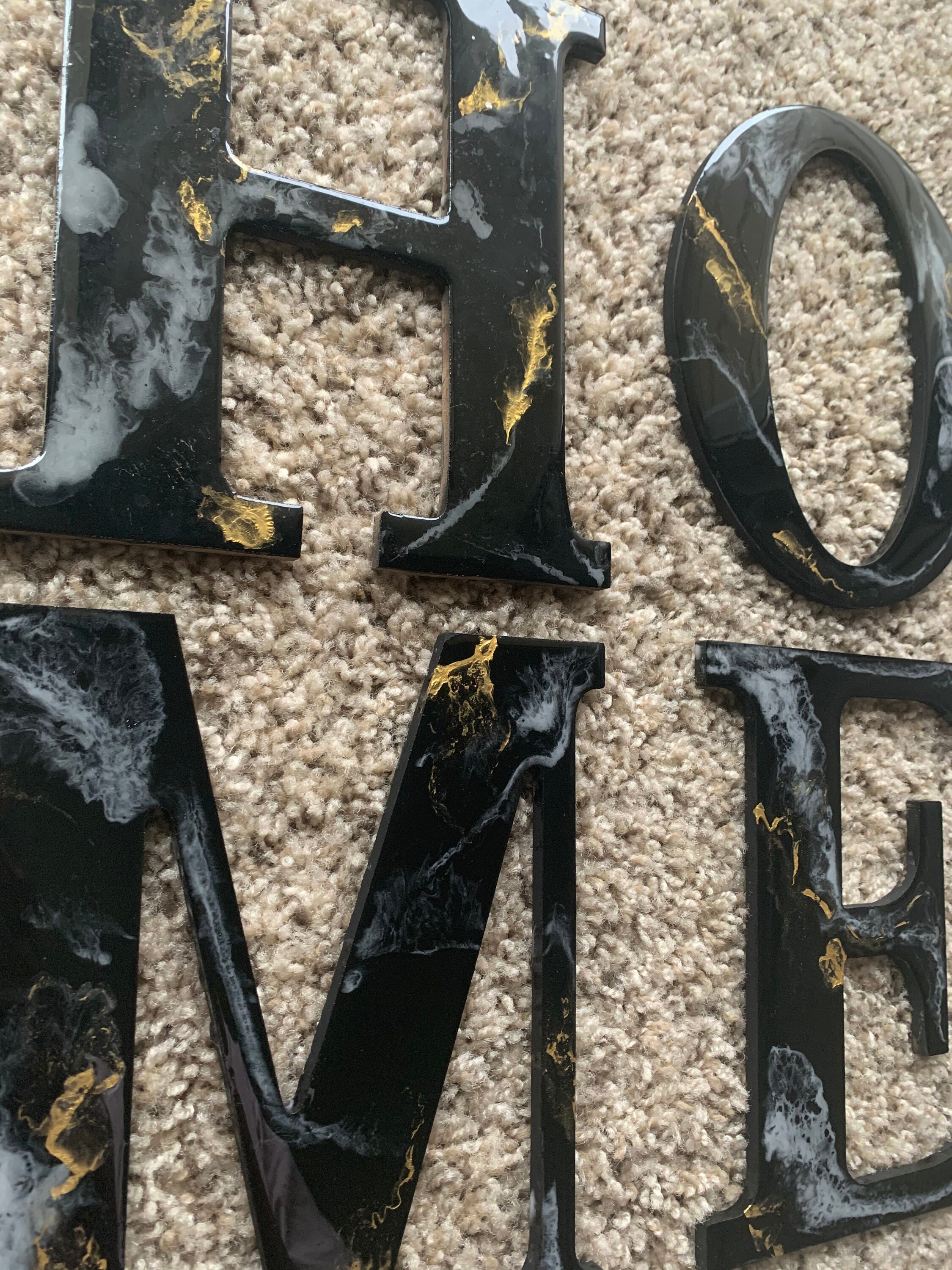 Black Marble Letters Individual Marble Letters Wall Decor - Etsy Singapore