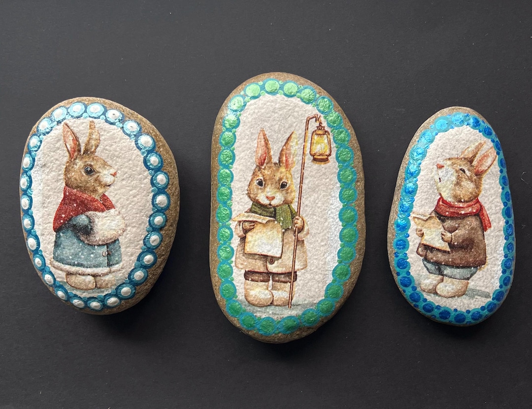 Painted River Rock, Natural Art Stone, Hand Painted on Stone, Decoupage ...