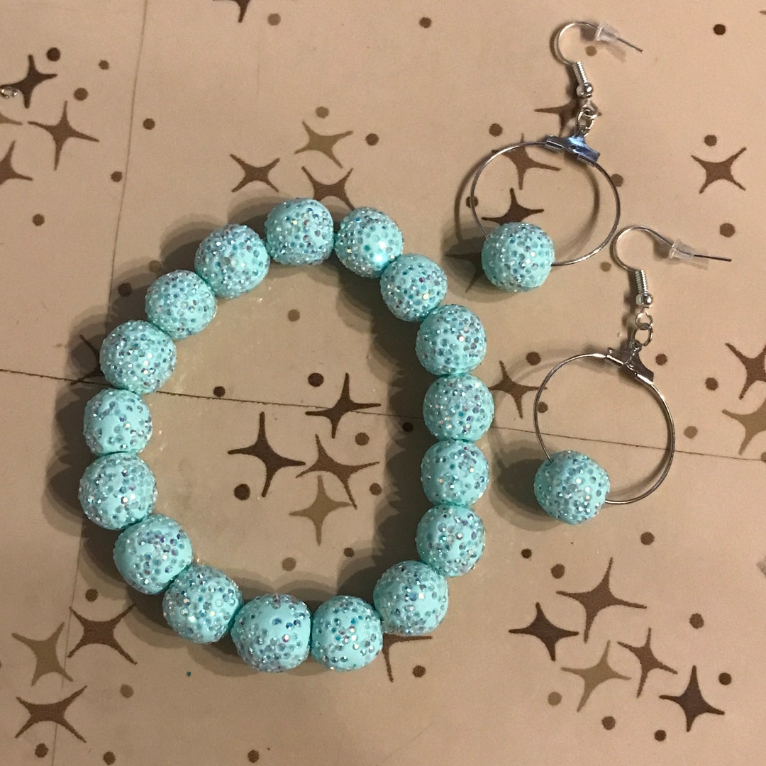 Sparkly Blue Bracelet and Matching Earrings - Etsy