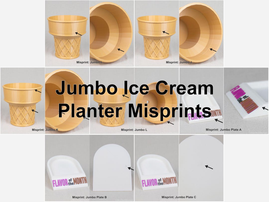 Jumbo Ice Cream Cone Planter and Jumbo Plate Misprints (I-C) - Etsy