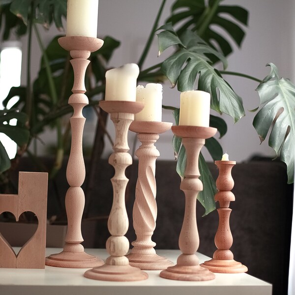 Wooden Candlesticks - Etsy