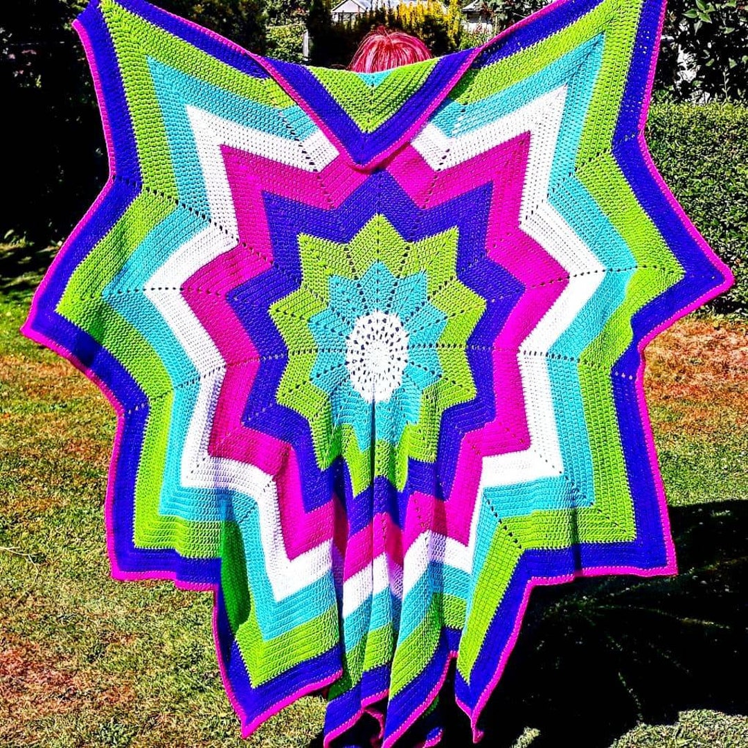 12 Point Star Blanket, Star Shaped Blanket, Round Blanket, Large Star ...
