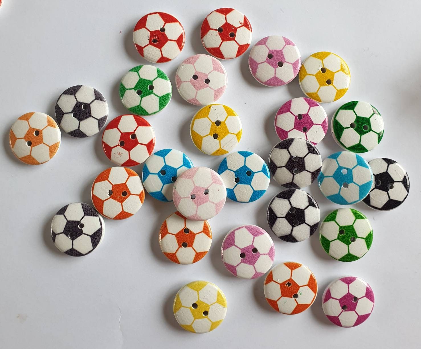 20mm Buttons, Football Buttons, Multicoloured Buttons, 20mm Round ...