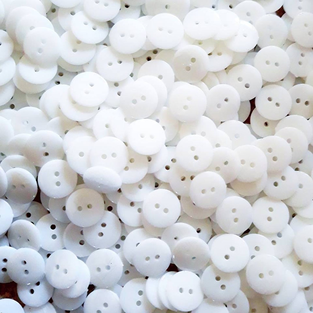 15mm White Buttons, Plain White Buttons, Plain Buttons, Plastic Buttons ...