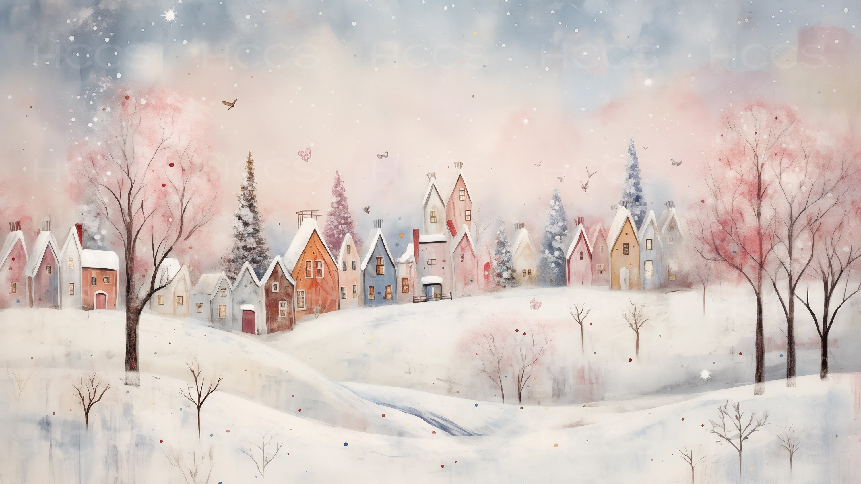 Frame Tv Art Winter Wonderland Pastel Colorful Christmas Holiday Season ...