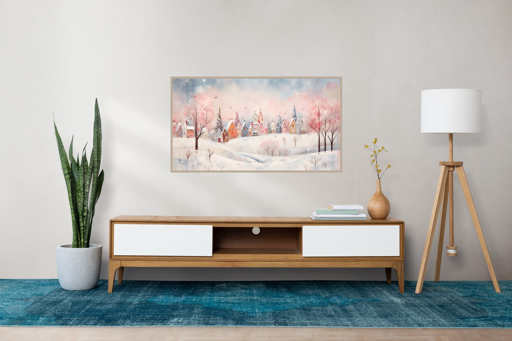 Frame Tv Art Winter Wonderland Pastel Colorful Christmas Holiday Season ...