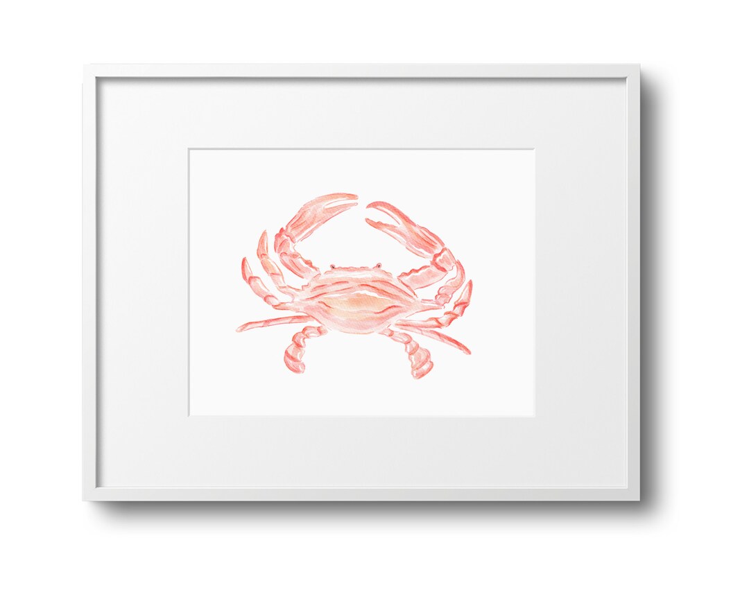 Red Crab Watercolor Art Print: Coastal Beach House Decor (8x10in) - Etsy