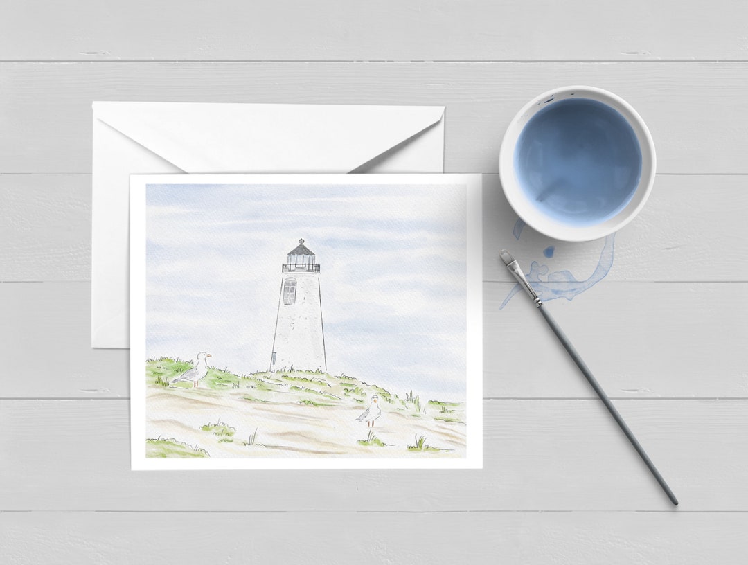 Great Point Lighthouse Note Card|nantucket Print|basket|summer|map|art ...