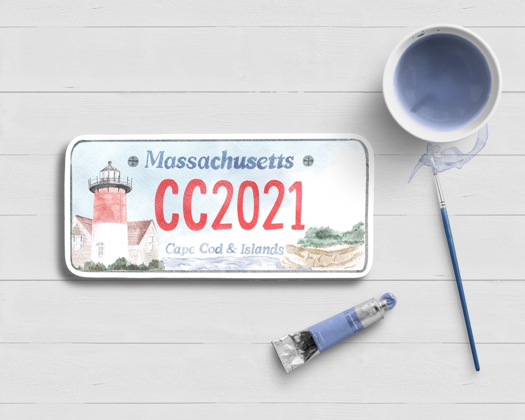 Cape Cod License Plate Sticker|2021|nautical|watercolor|chatham|harwich ...