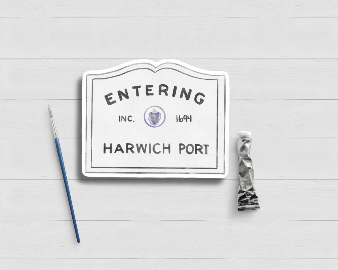 Entering Harwich Pot Cape Cod Sign Sticker|nautical|watercolor|chatham ...