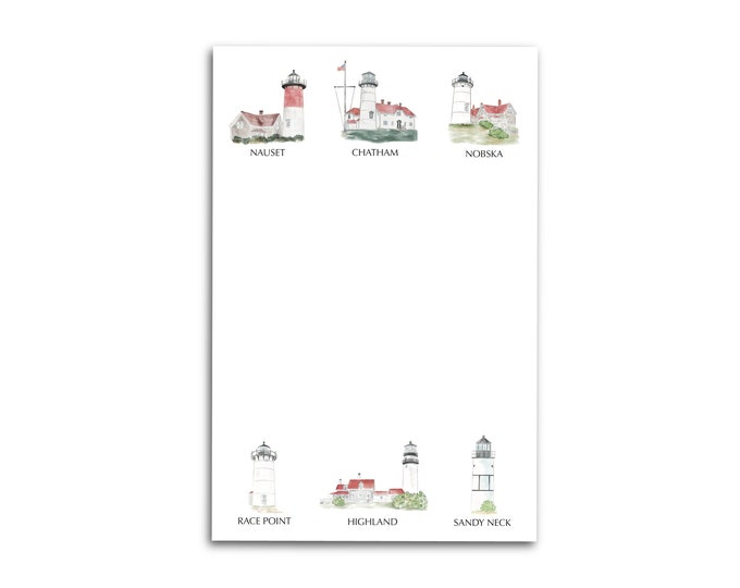 Lighthouses of Cape Cod Watercolor Notepad|cape Cod Art|gift|stationery ...