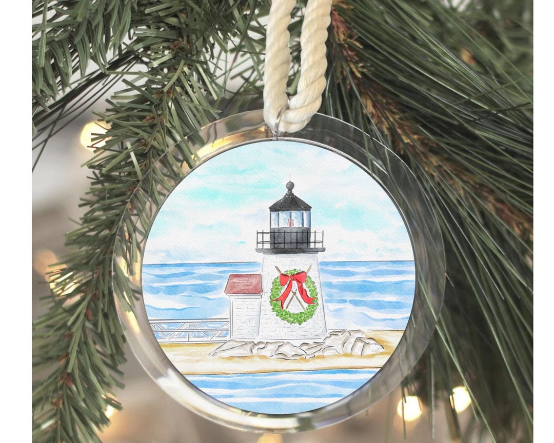 Brant Point Light Nantucket , MA| Ornament | Gift| Print | Art | Map ...