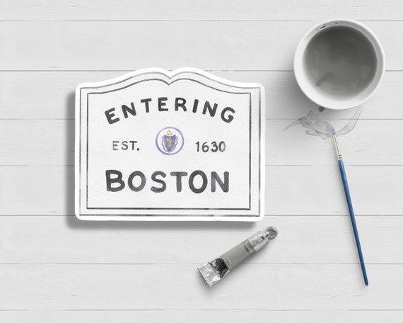 Entering Boston StickerWatercolorBoston | Etsy