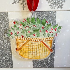 A Holly Jolly Nantucket Basket Acrylic Ornament|cape & Islands|cape Cod ...