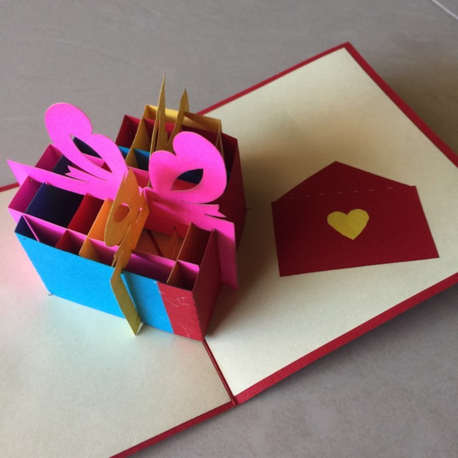Heart Present Pop up Card Pop-up Card 3D Card Birthday Pop - Etsy