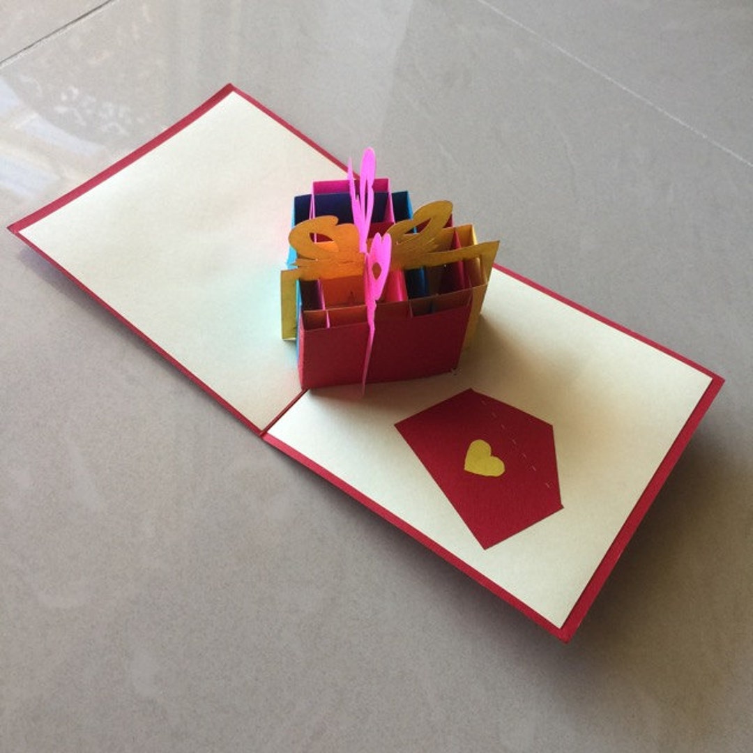 Heart Present Pop up Card Pop-up Card 3D Card Birthday Pop - Etsy