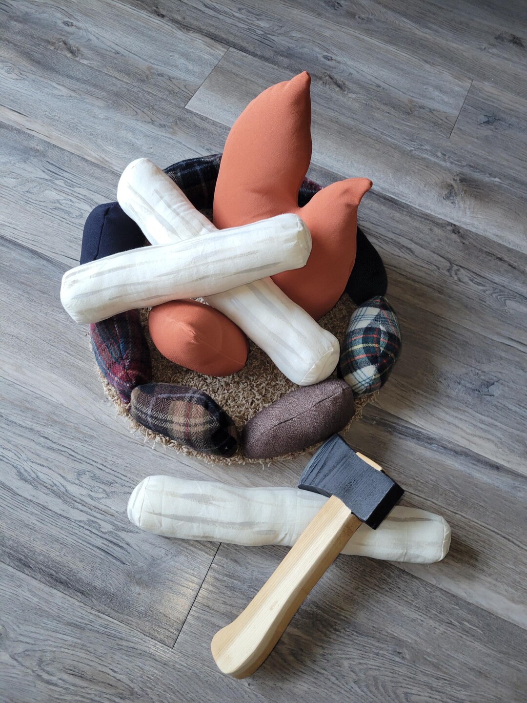 Pretend Play Fire Pit: Fabric Campfire & Logs, Camping Toys - Etsy