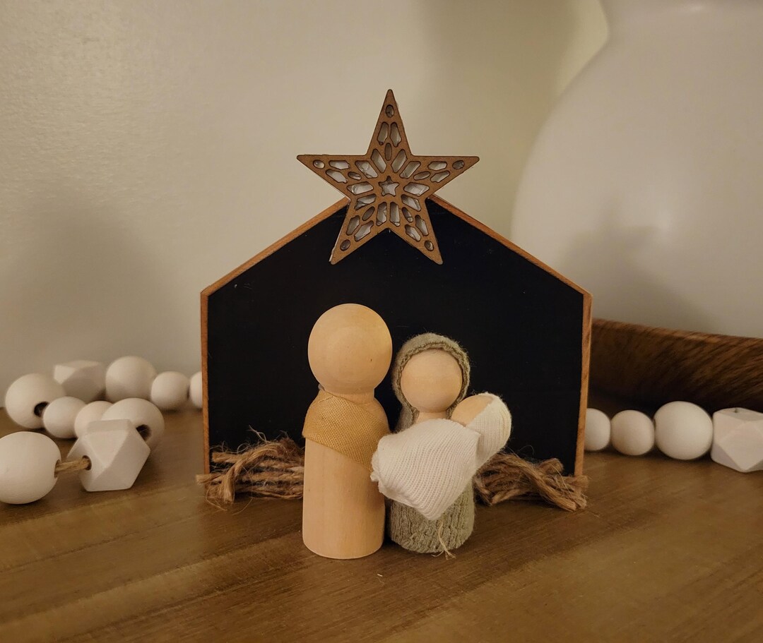 Nativity Scene. Modern Nativity Set. Mary Joseph Jesus. Christmas Scene ...