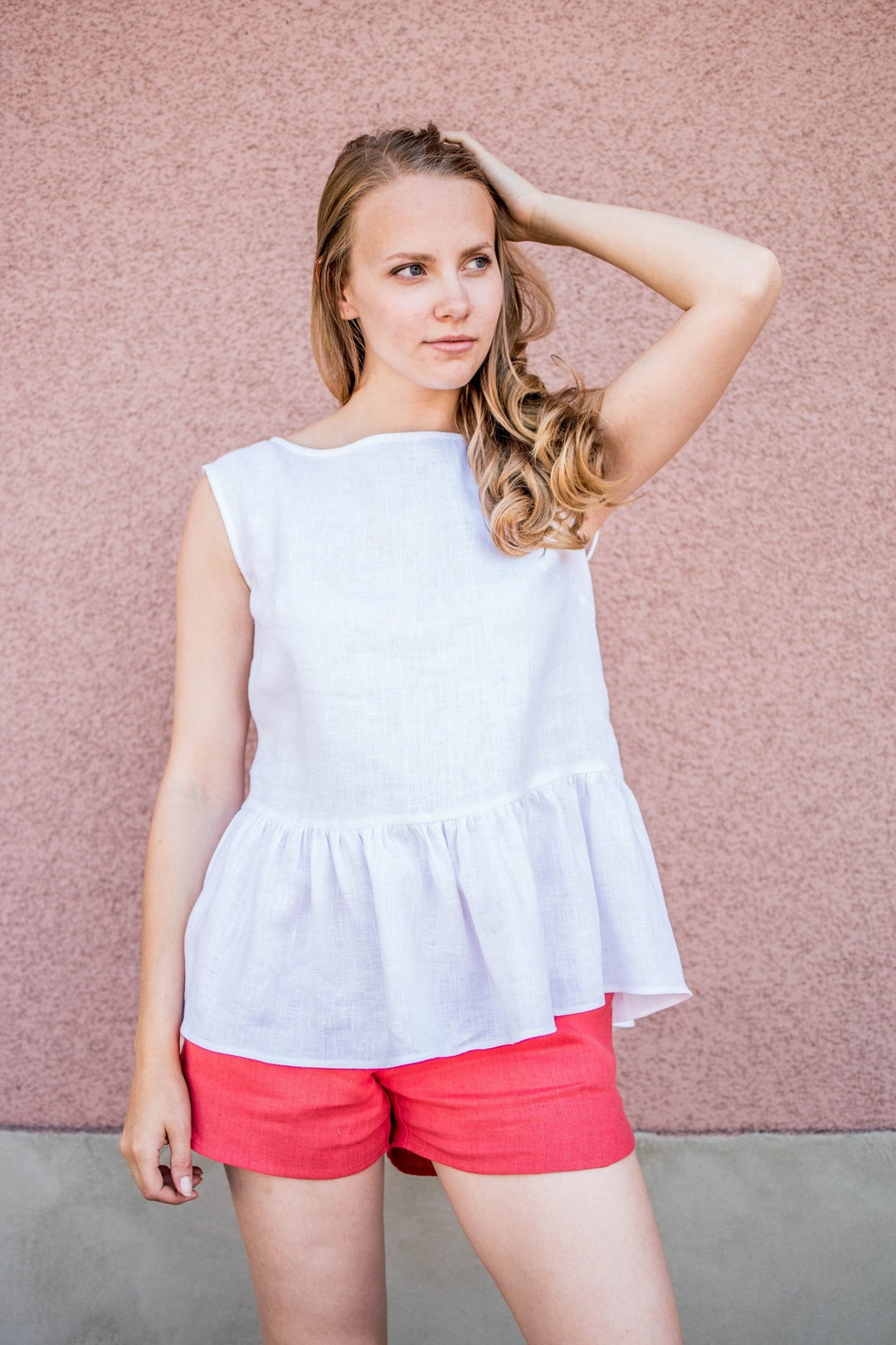 Linen Blouse / Ruffled Linen Top / Spring Clothes for Women / - Etsy