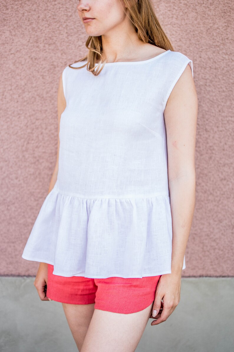 Linen Blouse / Ruffled Linen Top / Spring Clothes for Women / - Etsy