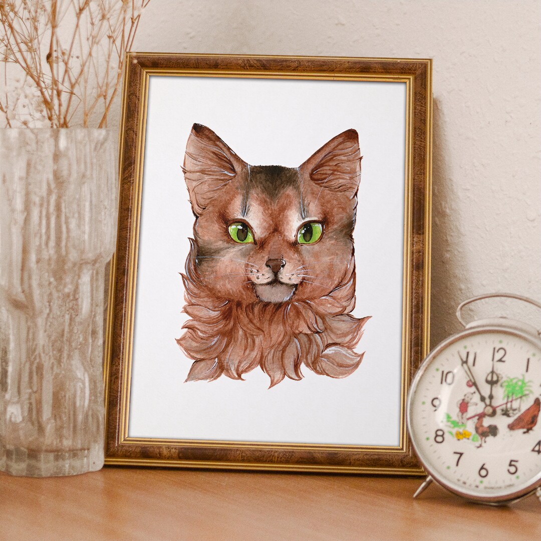 Cheeky Cat | A5 Print | Watercolor Drawing | Cottage Core Autumn ...