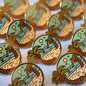 Summer Beach Seasonal Landscape Hard Enamel Pin 25mm - Etsy