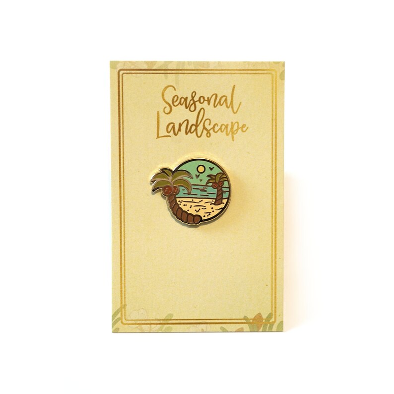 Summer Beach Seasonal Landscape Hard Enamel Pin 25mm | Etsy
