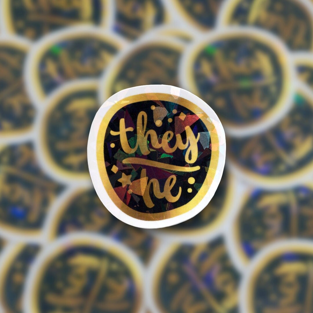 They/he Starry Pronouns holographic Vinyl Stickers - Etsy