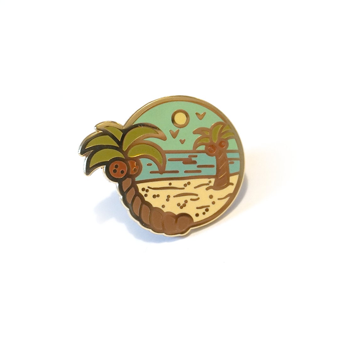 Summer Beach Seasonal Landscape Hard Enamel Pin 25mm | Etsy