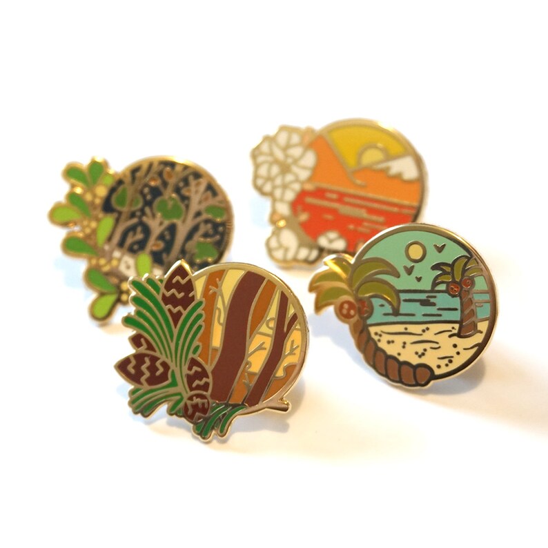 Summer Beach Seasonal Landscape Hard Enamel Pin 25mm | Etsy