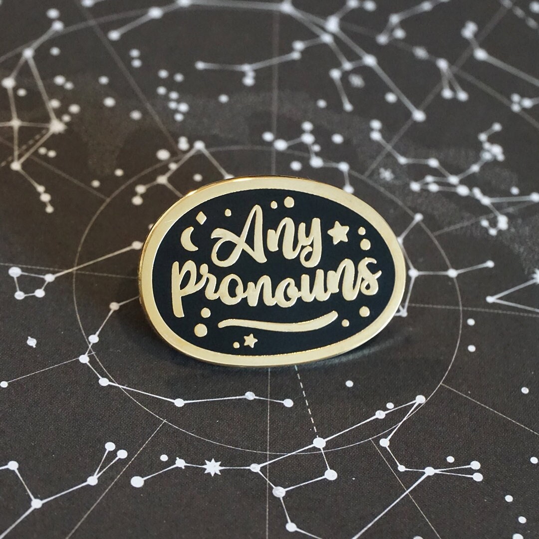 Any Pronouns (golden) - Starry Pronouns (hard Enamel Pin) - Etsy UK