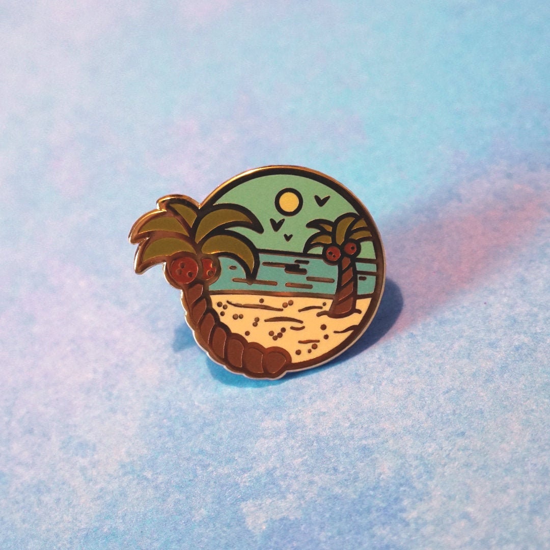 Summer Beach Seasonal Landscape Hard Enamel Pin 25mm - Etsy