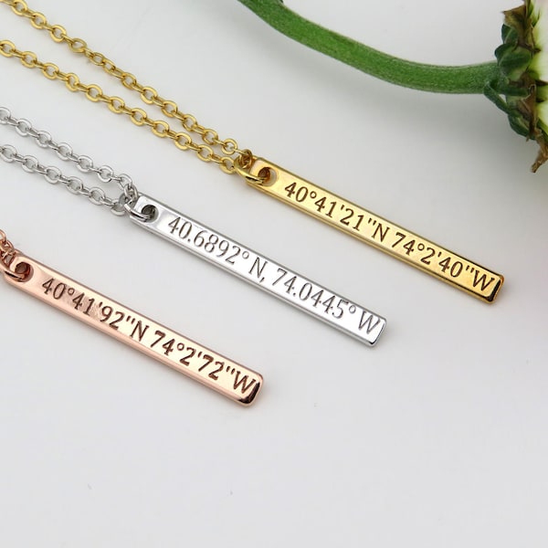 Location Necklace, Coordinates Necklace, Latitude Longitude Necklace ...