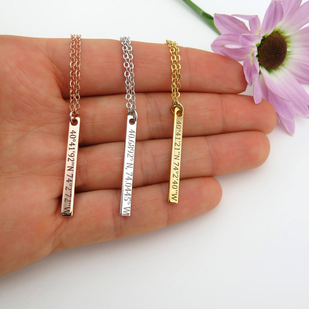 Location Necklace, Coordinates Necklace, Latitude Longitude Necklace ...
